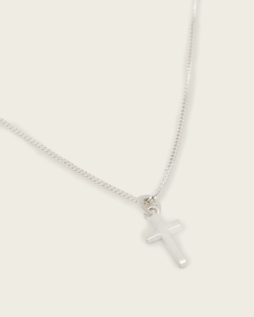 Gabe Small Chain Cross Necklace WARM SILVER | ALLSAINTS